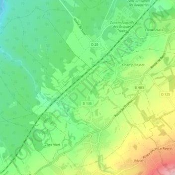 Lully地形图、海拔、地势