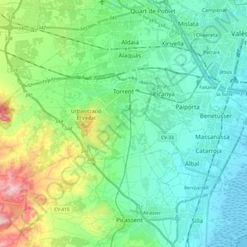 Torrent地形图、海拔、地势