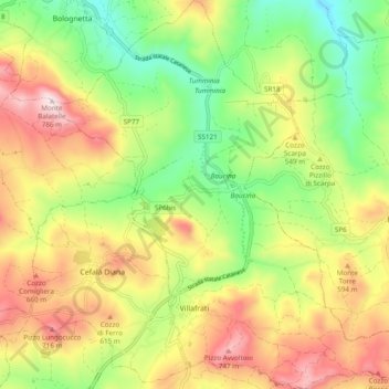 Villafrati地形图、海拔、地势