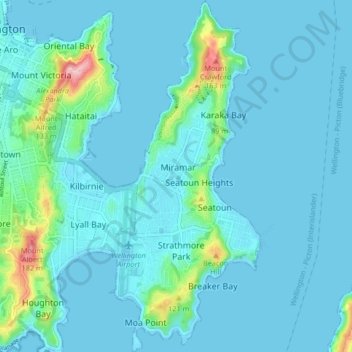 Miramar Peninsula地形图、海拔、地势