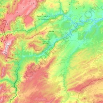 Yeste地形图、海拔、地势