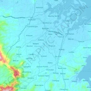 Balasan地形图、海拔、地势