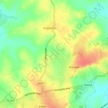 Barwell地形图、海拔、地势