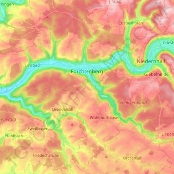 Forchtenberg地形图、海拔、地势