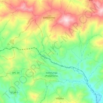 Vallelunga Pratameno地形图、海拔、地势