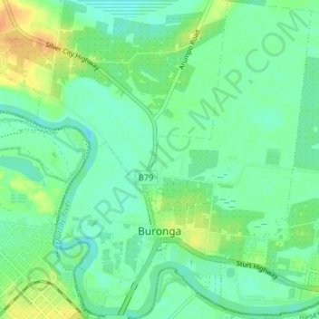 Buronga地形图、海拔、地势
