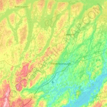 Curve Lake First Nation地形图、海拔、地势