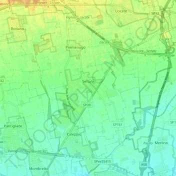 Settala地形图、海拔、地势
