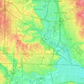 Irving地形图、海拔、地势