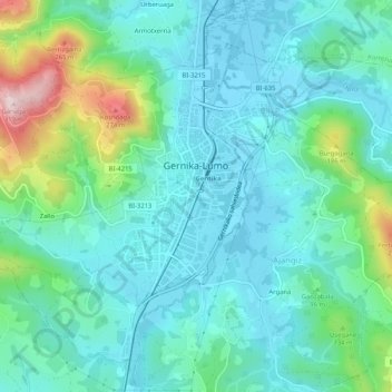 Guernica地形图、海拔、地势