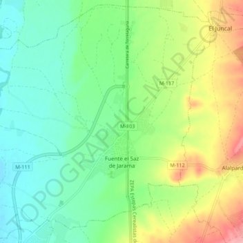 Fuente el Saz de Jarama地形图、海拔、地势