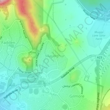 Macarthur地形图、海拔、地势