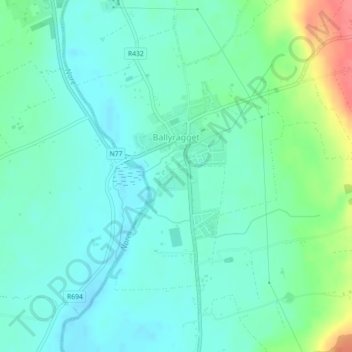 Ballyragget地形图、海拔、地势