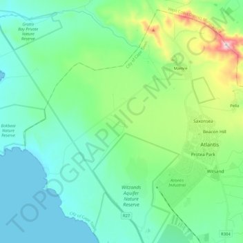 Cape Town Ward 29地形图、海拔、地势