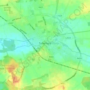 Tullamore地形图、海拔、地势