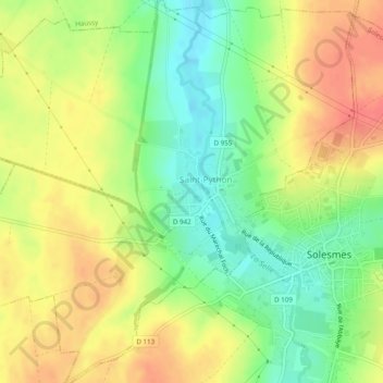 Saint-Python地形图、海拔、地势