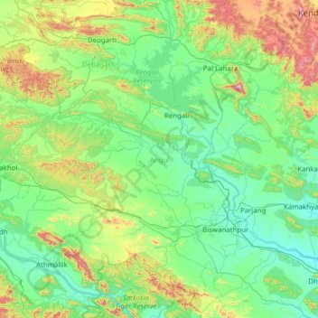 Angul地形图、海拔、地势