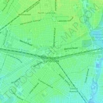 Village of Lynbrook地形图、海拔、地势