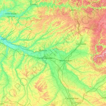 Tarn-et-Garonne地形图、海拔、地势