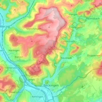 Beckingen地形图、海拔、地势