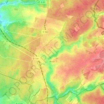 Anor地形图、海拔、地势