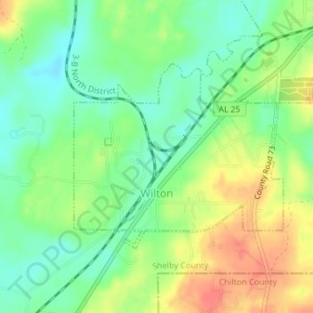 Wilton地形图、海拔、地势