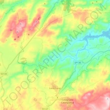 Luras地形图、海拔、地势