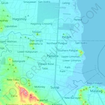 Padada地形图、海拔、地势