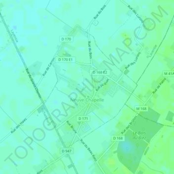 Neuve-Chapelle地形图、海拔、地势