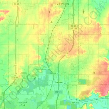 Owasso地形图、海拔、地势