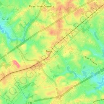 Norcross地形图、海拔、地势