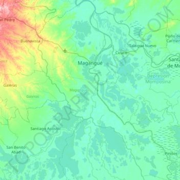 Magangué地形图、海拔、地势