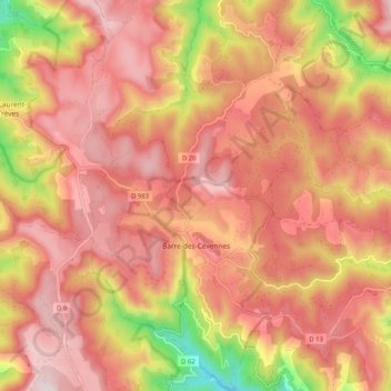 Barre-des-Cévennes地形图、海拔、地势