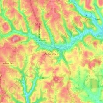 McCandless地形图、海拔、地势