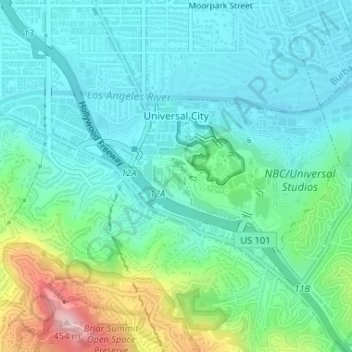 Universal City地形图、海拔、地势