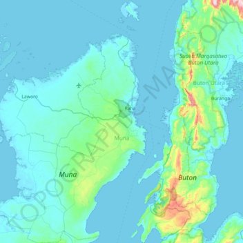 Muna地形图、海拔、地势