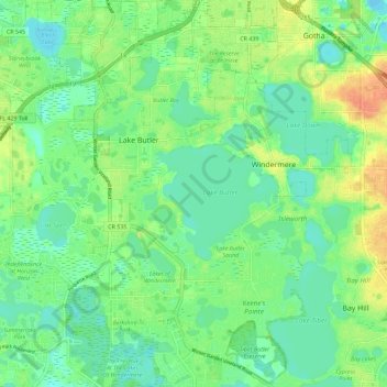 Lake Butler地形图、海拔、地势