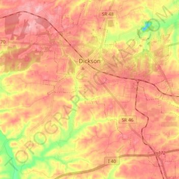 Dickson地形图、海拔、地势