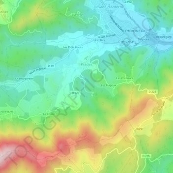 Prades地形图、海拔、地势