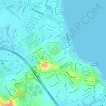 Alexandra Headland地形图、海拔、地势