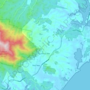 Central Tilba地形图、海拔、地势