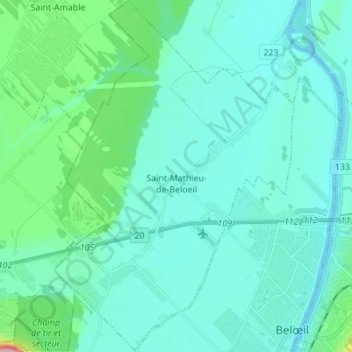 Saint-Mathieu-de-Beloeil地形图、海拔、地势