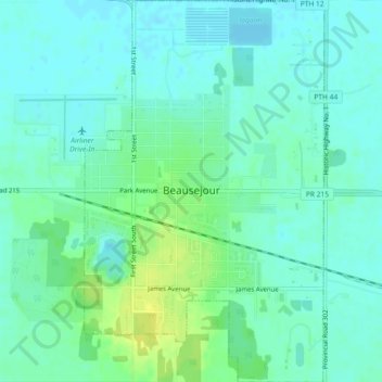 Beausejour地形图、海拔、地势