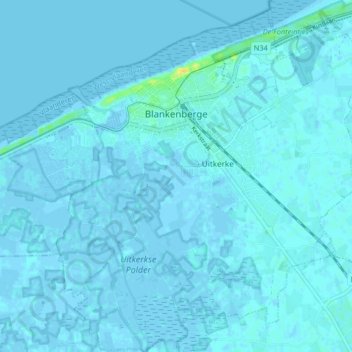 Blankenberge地形图、海拔、地势