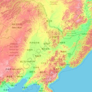 东北地形图、海拔、地势
