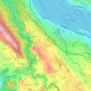 Horgen地形图、海拔、地势