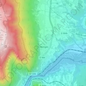 Collonges地形图、海拔、地势