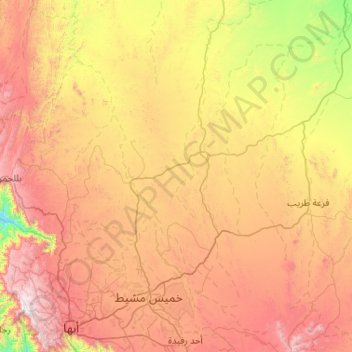 Khamis Mushayt地形图、海拔、地势