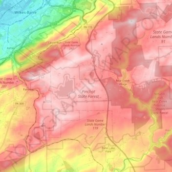Bear Creek Township地形图、海拔、地势