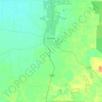 Penola地形图、海拔、地势